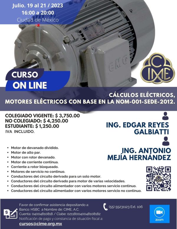 CÁLCULOS ELÉCTRICOS, MOTORES ELÉCTRICOS CON BASE EN LA NOM-001-SEDE-2012 - Colegio de Ingeniero ...